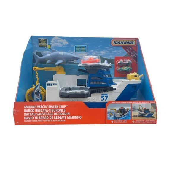MATCHBOX | Toys | Matchbox Shark Ship Floats In Water Rescue On Land ...
